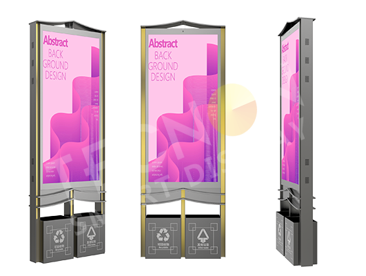 Fusion of Outdoor LED Totems and Trash Cans